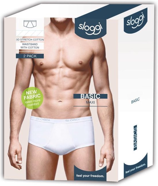 bol.com | sloggi men Basic Heren Maxi slip - 2pack - Wit - Maat M