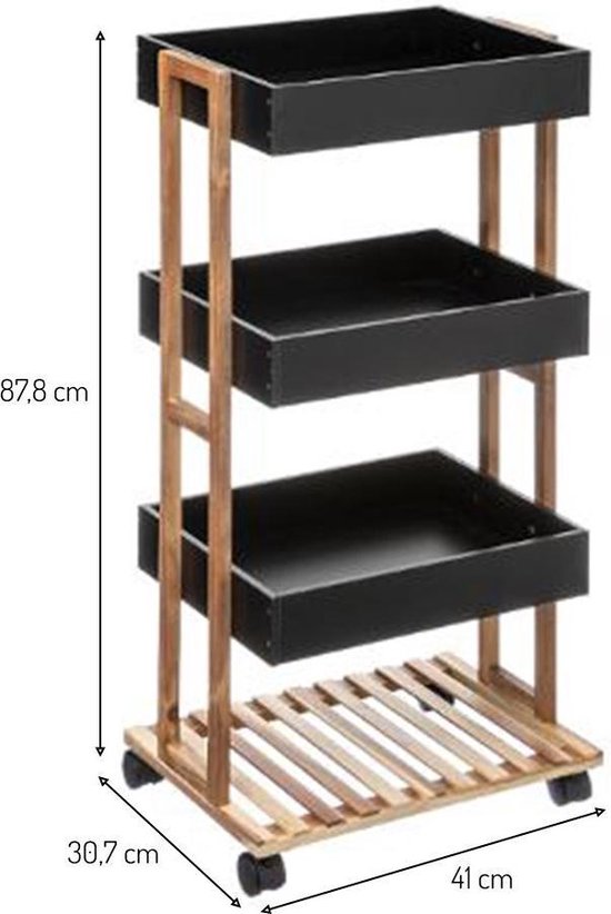 Eazy Living Trolley Yanis 4-Laags Zwart | bol.com