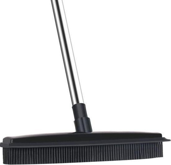 Rubberen indoor bezem met rakel rand - Verstelbare handgreep - Zachte ...