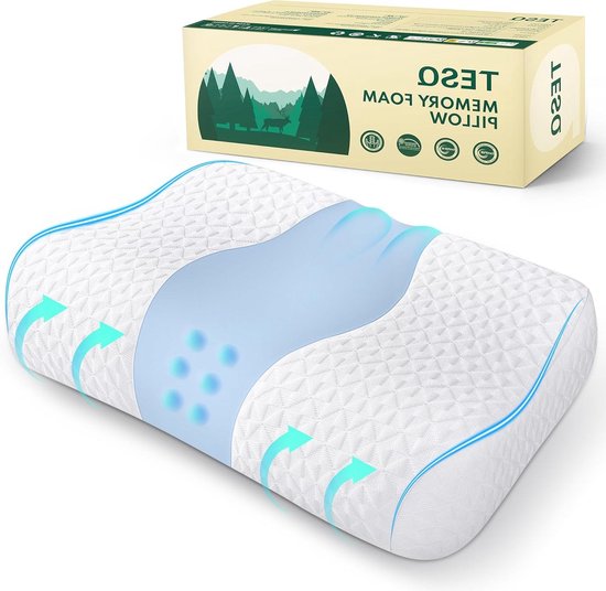 Hoogte-verstelbaar traagschuim nekkussen voor diepe slaap - verkoelend gevoel -... | bol
