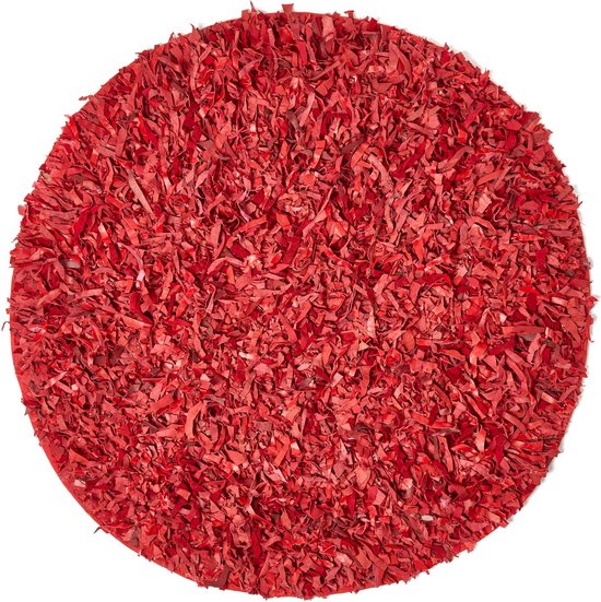 Homescapes Dallas leren tapijt, rood, 150 cm rond | bol