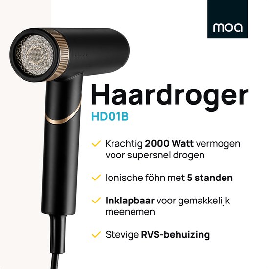 MOA Föhn met Diffuser - Ionische Haardroger - Professionele Föhn ...