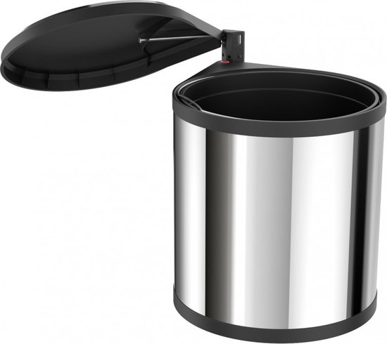 HAILO Mono afvalemmer 12 Liter RVS/Zwart 351203 | bol