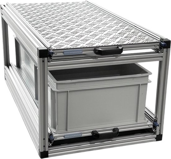 Dubbel schuifframe voor camper 90x40 cm - met 2 open bakken en ...