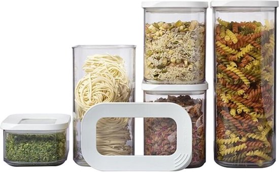 Luvetrex ® Set van 5 Stijlvolle Transparante Bewaarpotten voor Optimaal ...