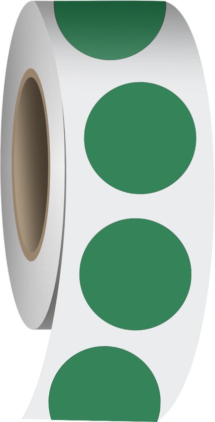Donkergroene stickers op rol - rond - 5 cm - 477 stickers per rol | bol