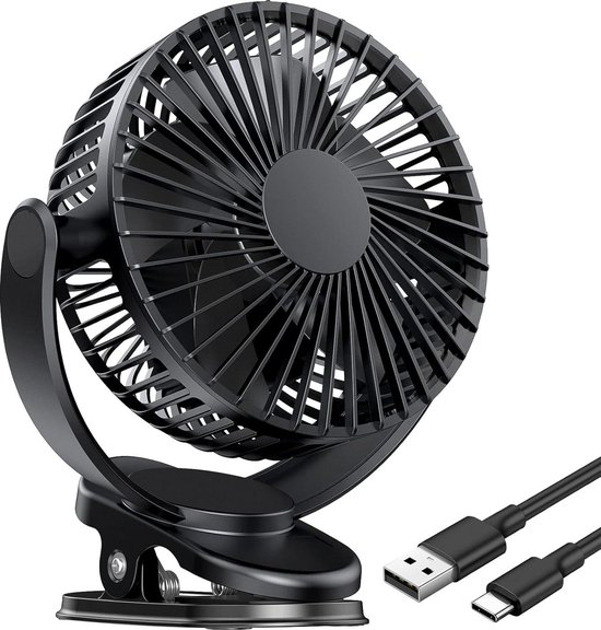 USB Mini Ventilator met 5000mAh Powerbank - Clipventilator met 3 ...