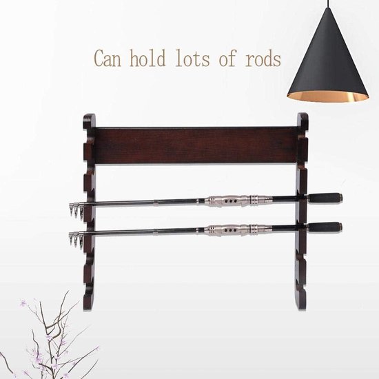 Fishing Rod Rack - Wall Mounted Wooden Pole Stand Carrier for Fishing ...