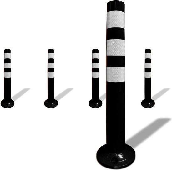 Afzetpaal Flexpaal Zwart wit | 75 cm hoog - Veert terug - Reflecterende ...