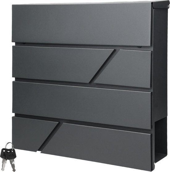 Moderne Brievenbus - Antraciet - Grijs - 37 x 11 x 37 cm | bol