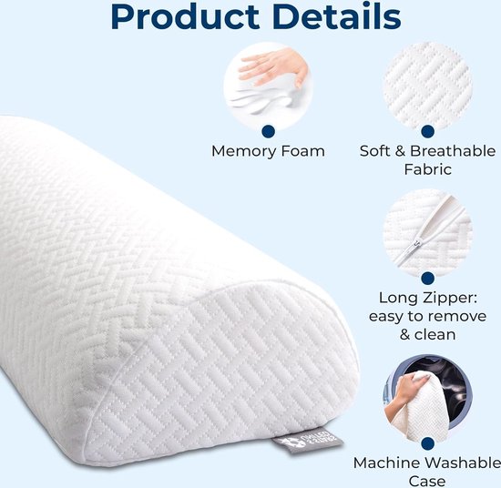 Half Moon Bolster Kussen Semi-Roll - Kniekussen voor Zijslapers - Beenverhoging -... | bol