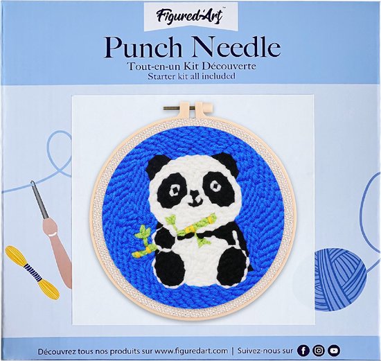 Figured'Art Punch Needle Kit voor Volwassenen en Kinderen - Baby Panda - Perfect voor... | bol