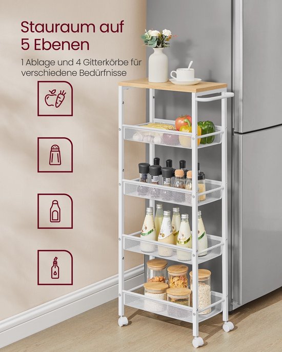 Rootz Rolling Storage Cart - Kitchen Cart - Utility Cart - Chipboard ...