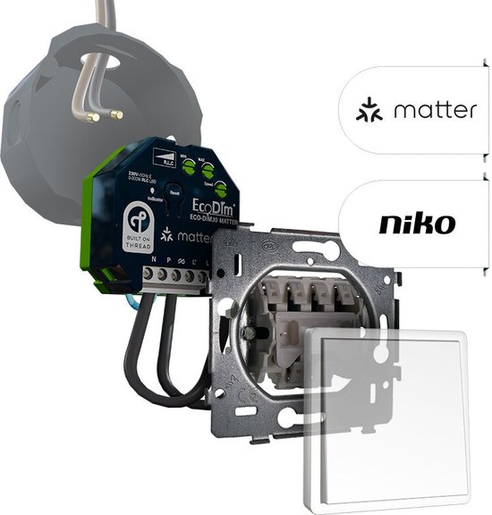 Niko led tastdimmer Matter 0-250W, inbouw, kleine inbouwdiepte, 2 ...
