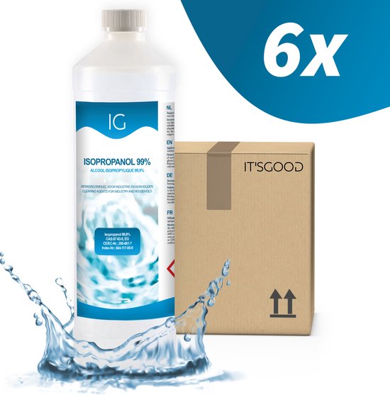 isopropyl alcohol - 6 STUKS - Isopropanol 99,9% Zuiver - Fles, 1 Liter ...