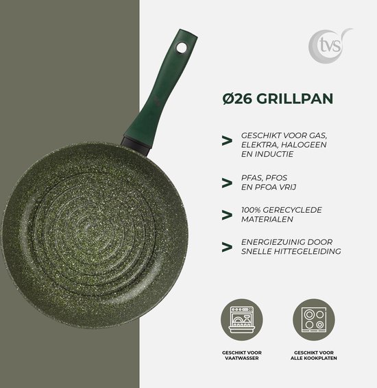 TVS ECO OK Keramische Grillpan - PFAS-vrij - BPA-vrij - Ø26cm ...