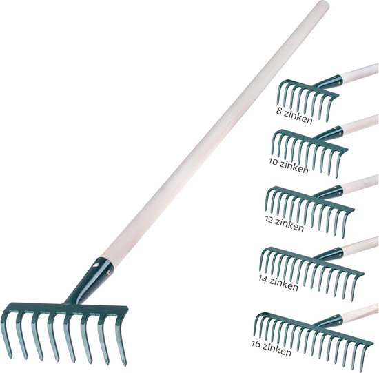 Platte Hark van Metaal met Houten Steel voor Tuinwerkzaamheden en ...