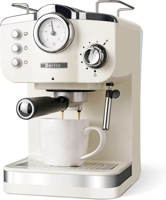 Derlla Retro Koffiezetapparaat – Espressomachine met 20 Bar Druk | bol