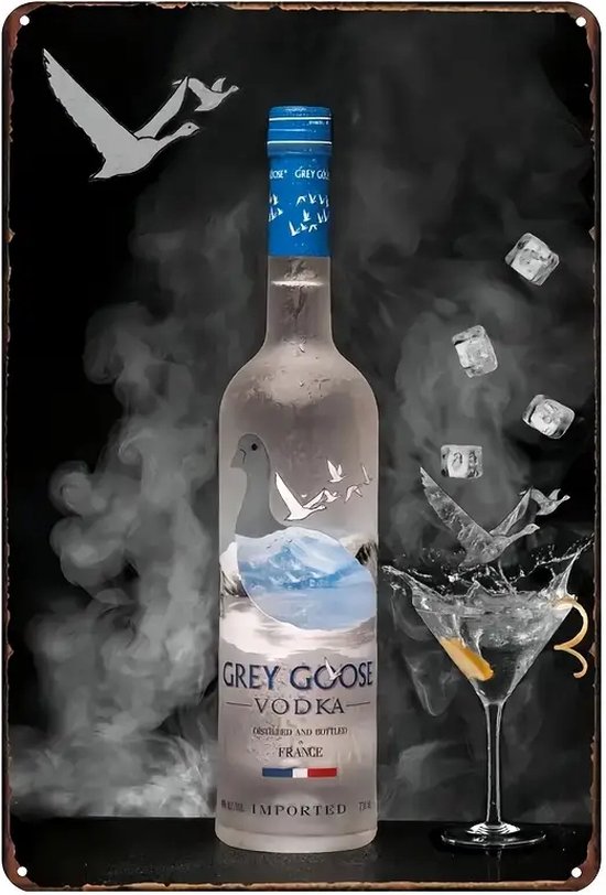 Vintage Metalen Bord van Grey Goose Vodka (20.32cm x 30.48cm) - ideaal ...