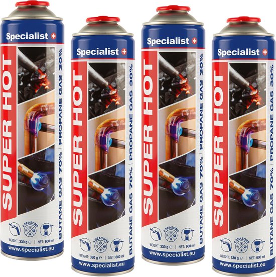 Gasflessen - 4 stuks x 600ml - EN417 Schroefventiel - Gasfles ...