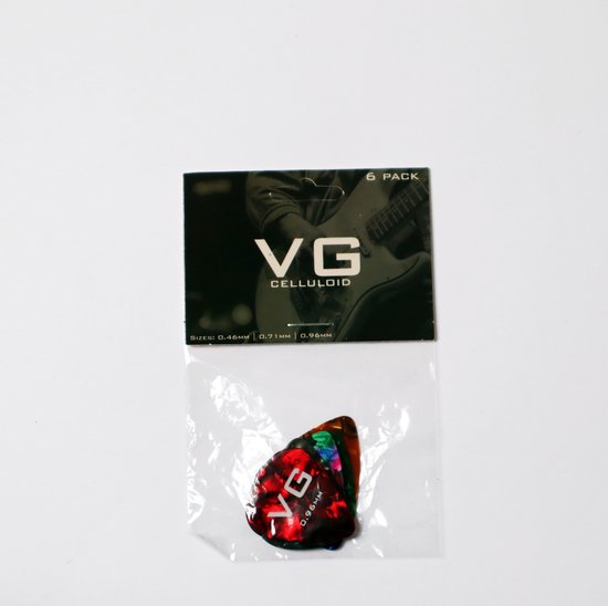 VG plectrum set 6 Celluloid plectrums - diktes thin 0.46 medium 0.71 en ...
