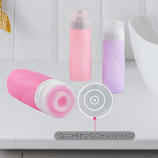 Reisfles 6-stuks Siliconen Reisflesjes Set - Lekvrije Navulbare Containers - 90 ml... | bol