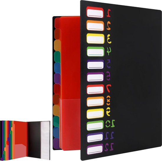 Dossier A4 12 compartiments avec élastique et étiquettes - Dossier de ...