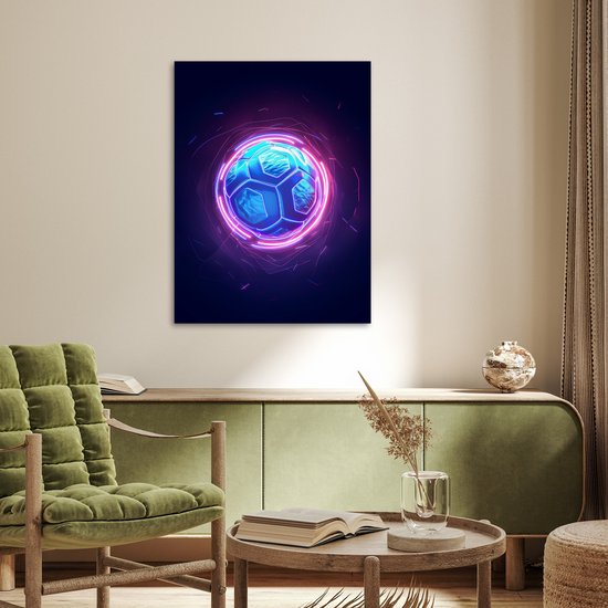 Poster 60x80 cm - Voetbal - Sport - Blauw - Paars - Posters - Wanddecoratie... | bol