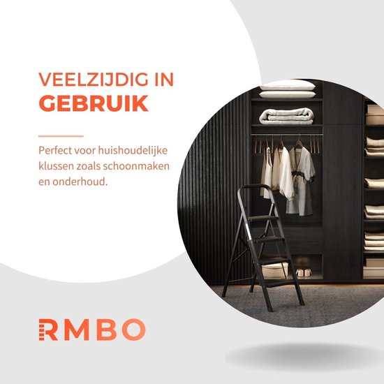 RMBO - Keukentrap - 4 treden - 124 cm hoog - Huishoudtrap - Opstapje ...