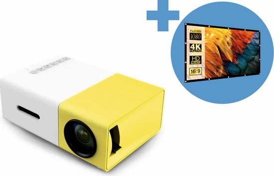 IMENGINE Compacte Mini Beamer + Gratis 100-inch Projectiescherm Bundel ...
