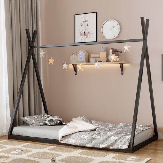 Gutent Kinderbed, Zwart (Zonder matras), 90x200 cm, Ijzeren bed ...