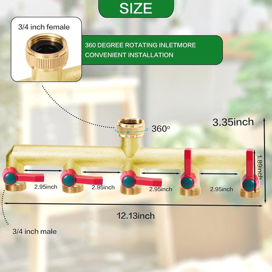 5-weg waterverdeler met verlengde handgreep voor tuinslang - Ergonomische... | bol