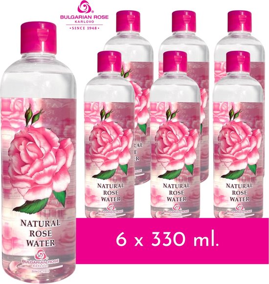 Natural rose water 6 x 330 ml | Natural rose water 330 ml | Gezichtstoner met 100%... | bol
