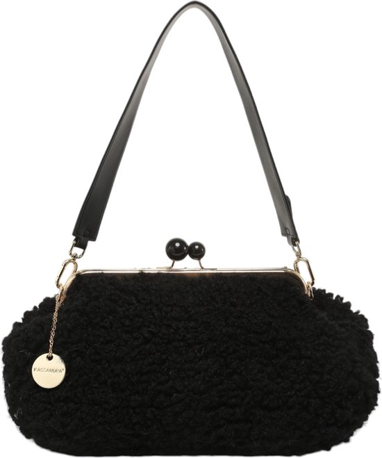 Kassandra & Co - beugeltas - handtas - crossbody - teddy - zwart | bol