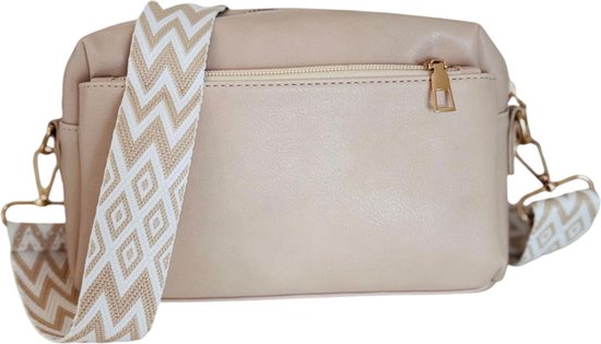Crossbody tas voor dames – 5 vakken met gouden ritssluiting ...