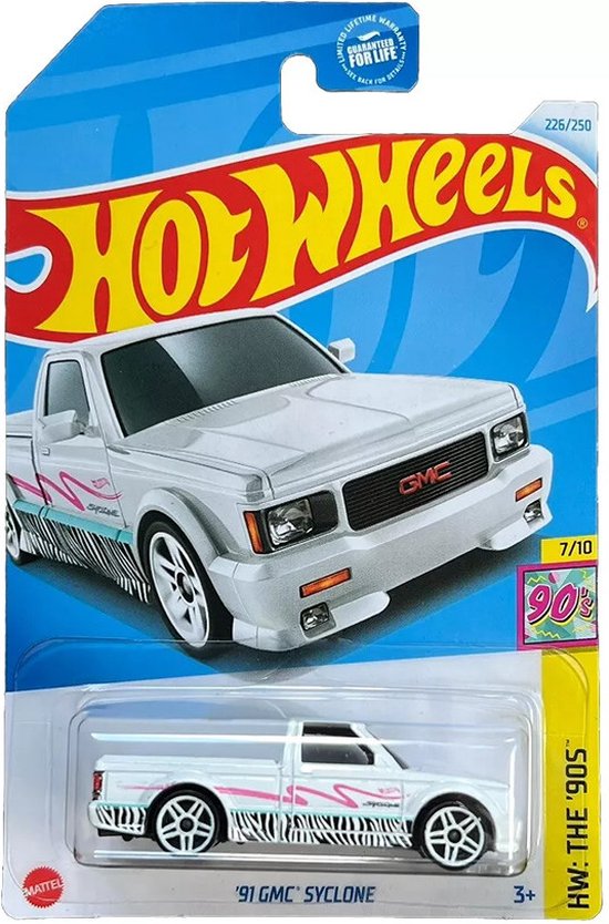 HOT WHEELS '91 GMC SYCLONE WHITE/ZEBRA 226/250 1:64 HW THE '90S 7/10 | bol