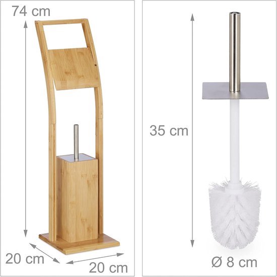 Bamboe RVS WC-Rol Houder met Borstel Staand Zonder Boren ...