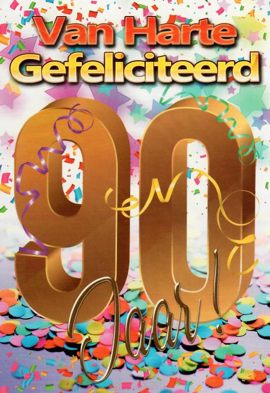 Wenskaart | 10 stuks | 90 jaar! van harte gefeliciteerd | bol