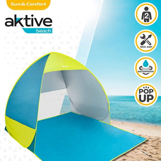 Strandtent Pop-up strandtent - blauw en groen Beach | bol