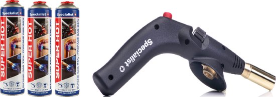 Gasbrander met piezo ontsteking, aansluiting 7/16 , mondstuk 20mm + 3 ...