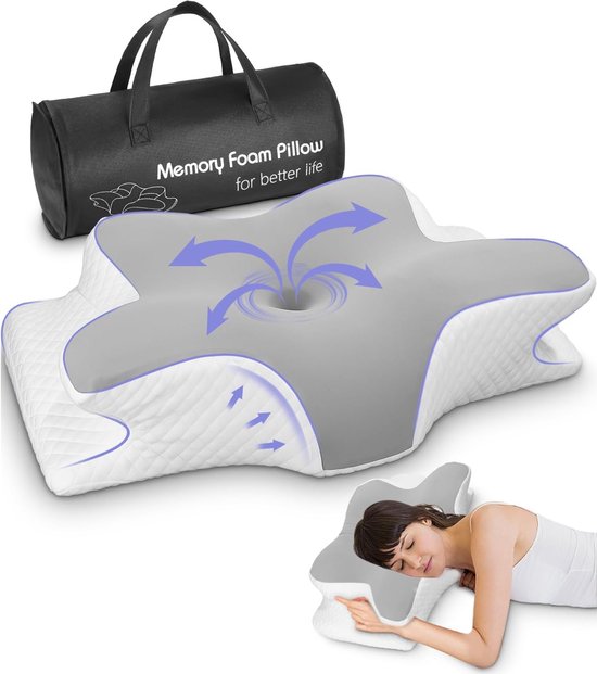 Orthopedisch Hoofdkussen voor Nekklachten - 2in1 - Ergonomisch Kussen voor Nekpijn -... | bol