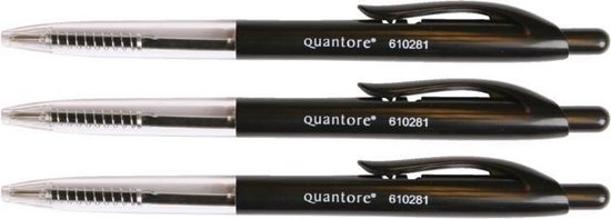 Balpen - Quantore - Zwart - Met drukknop - 50 stuks | bol