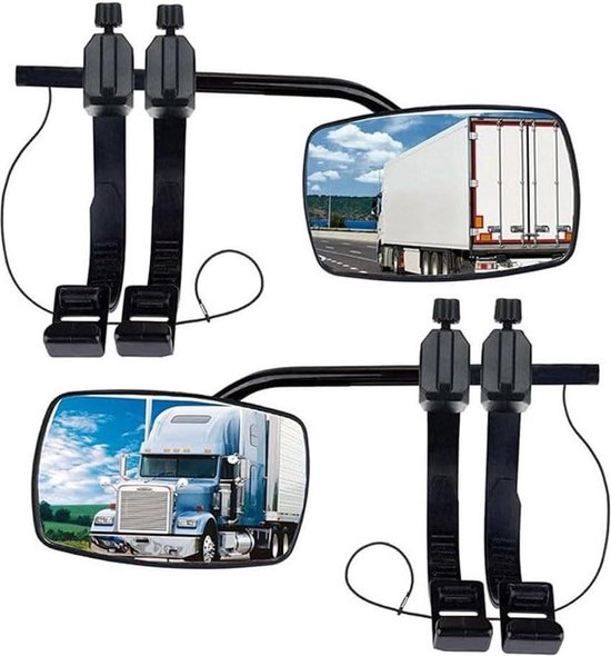2 stuks extra zijspiegels voor caravans - convexe spiegels - zwart | bol