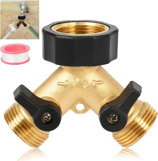 Dubbele kraan voor wasmachine en vaatwasser - 2-weg Y-dispenser - 3/4 inch -... | bol