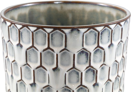 PTMD Emmily White Glazed Ceramic Pot Scales Round XL | bol