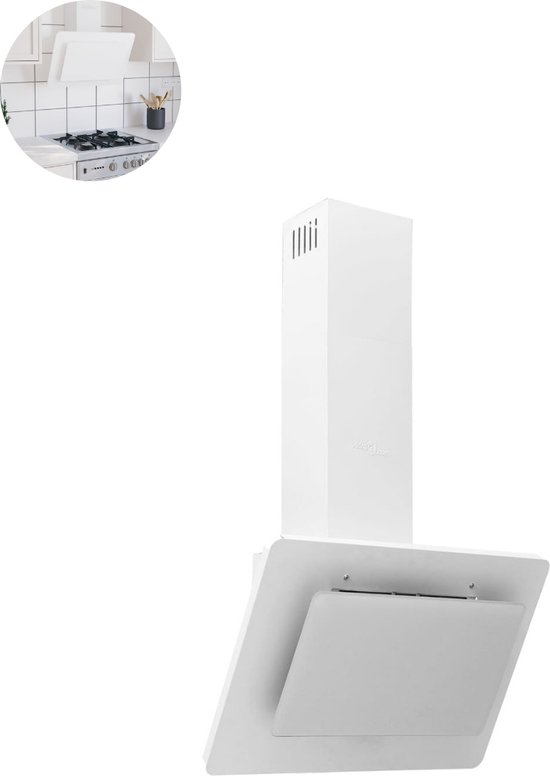 Afzuigkap - 60 cm -Onderbouw - Afzuigkappen - Met koolstoffilter - Schuin - Wit | bol