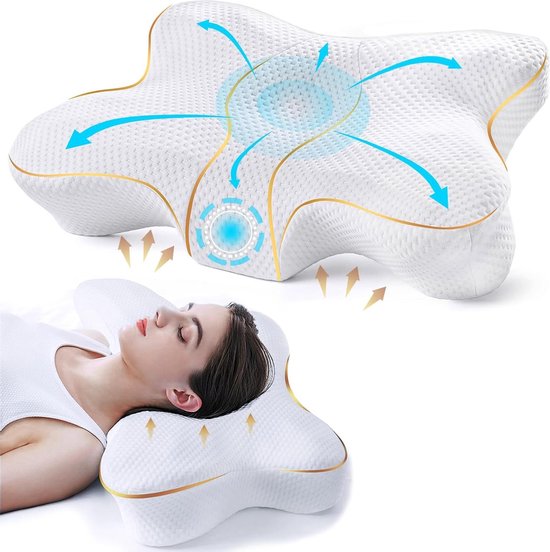 Ergonomisch nekkussen met traagschuim - orthopedisch neksteunkussen voor rug- en... | bol