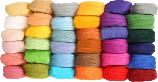 Somstyle Viltwol Set - Vilt voor Naald Vilten - Merino Wol - 36 Kleuren ...