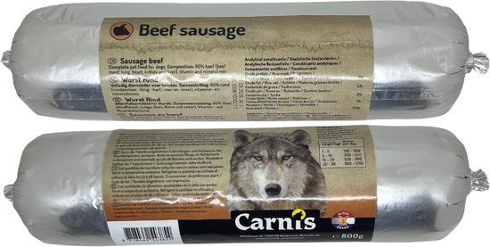 Carnis Gestoomde Vleesworst 100% Rund 800gr | bol