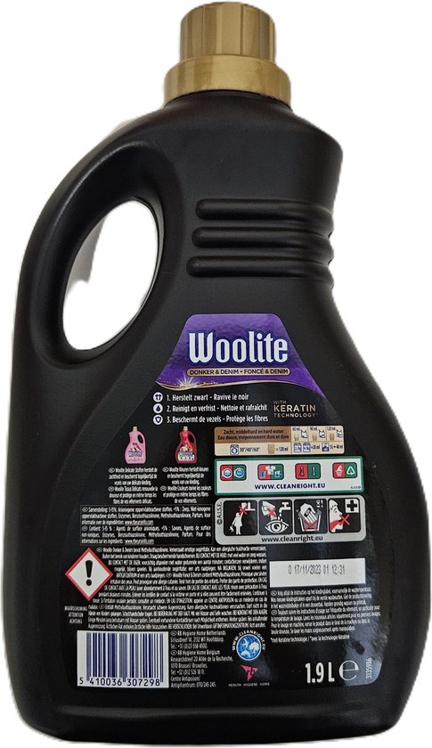 Woolite Zwart, Donker & Denim Wasmiddel met Keratine - 1,9 L | bol